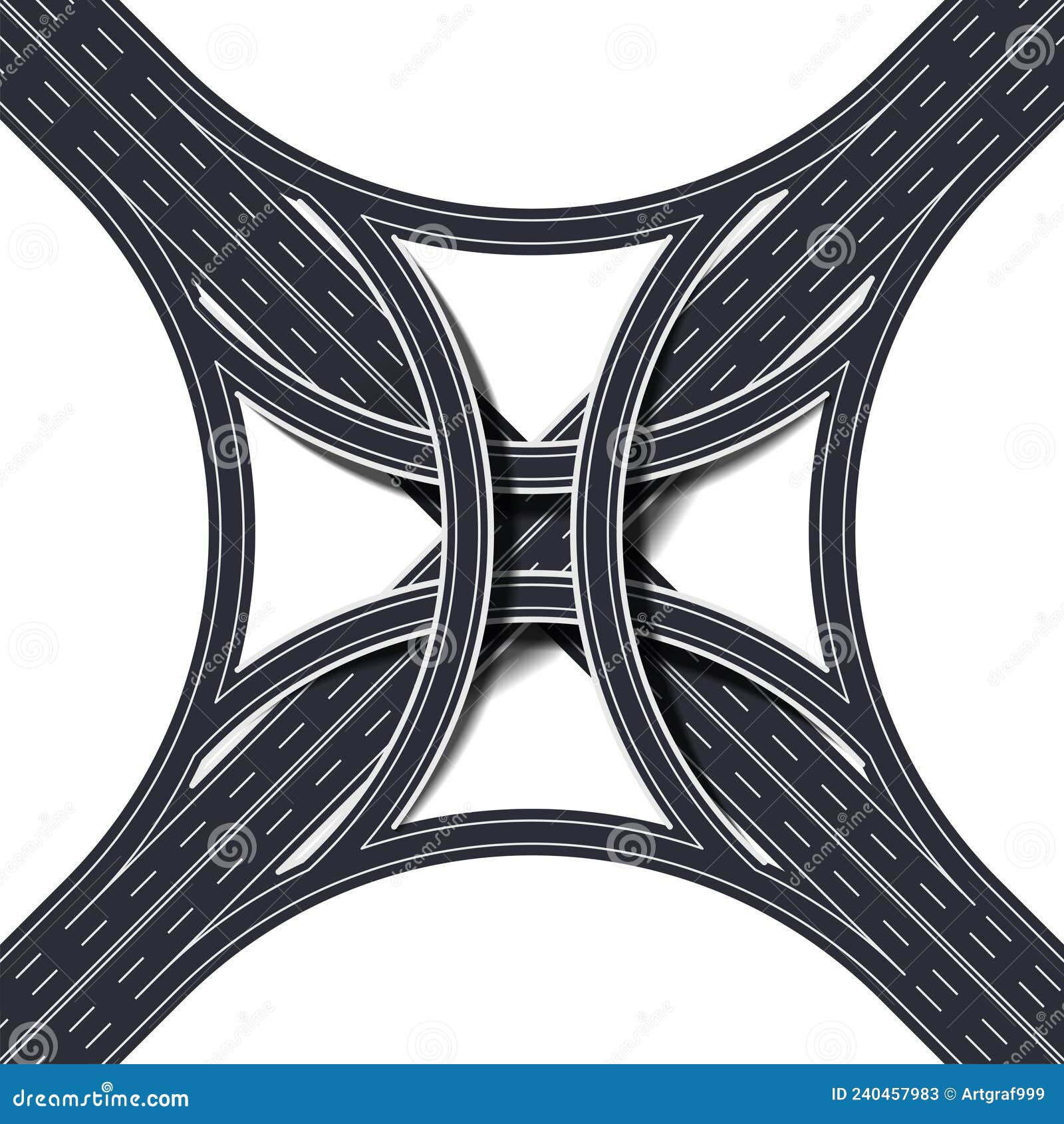 Stack Interchange Four Level Road, Four Way Interchange with Loop Ramps ...
