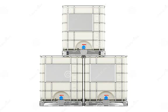 Stack of Intermediate Bulk Containers, 3D Rendering Stock Illustration ...