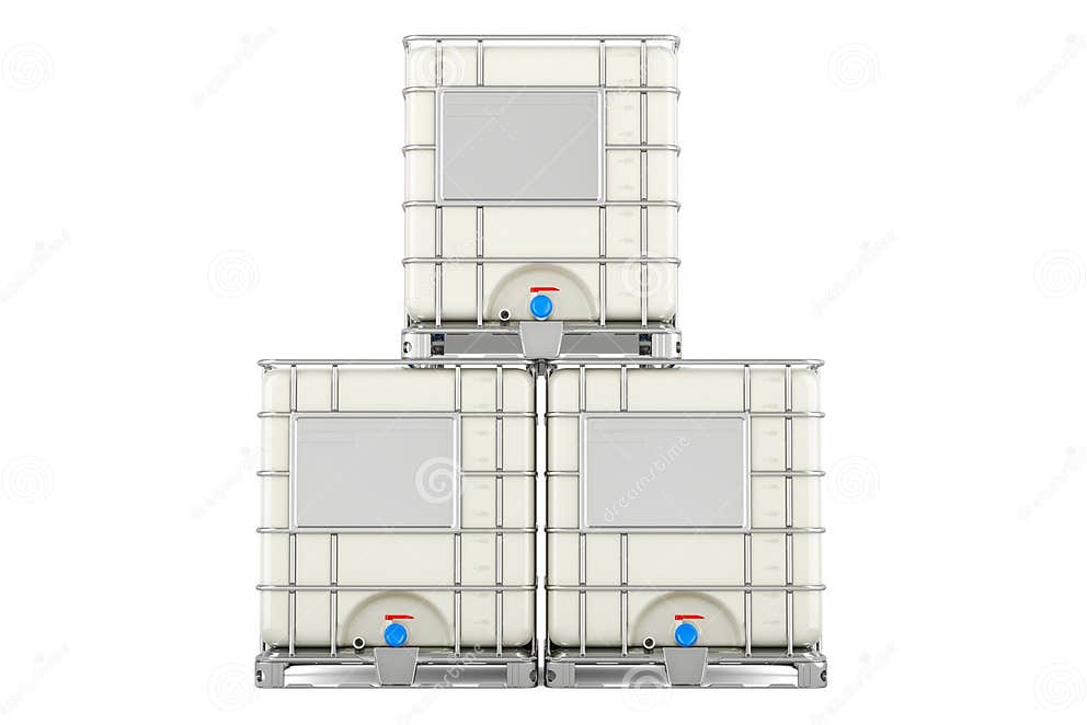 Stack of Intermediate Bulk Containers, 3D Rendering Stock Illustration ...