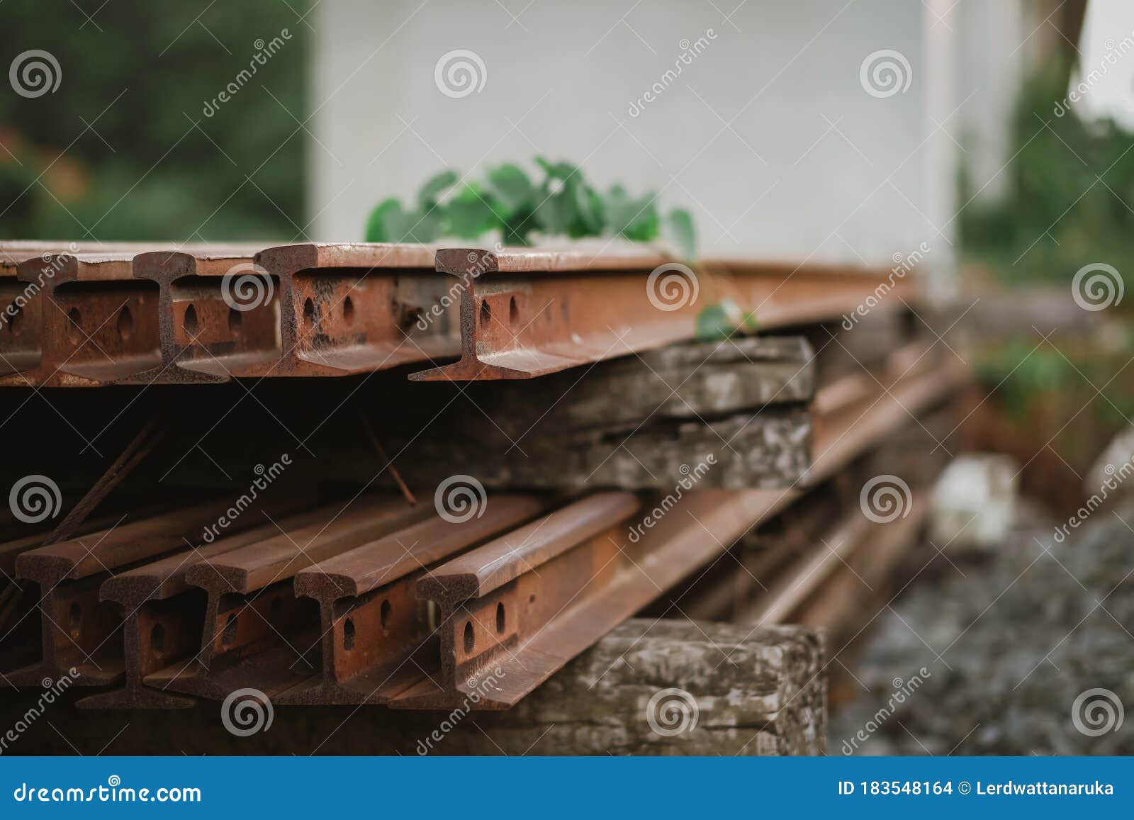 Stack of Iron Rusty Rails for the Railway Stock Photo - Image of ...