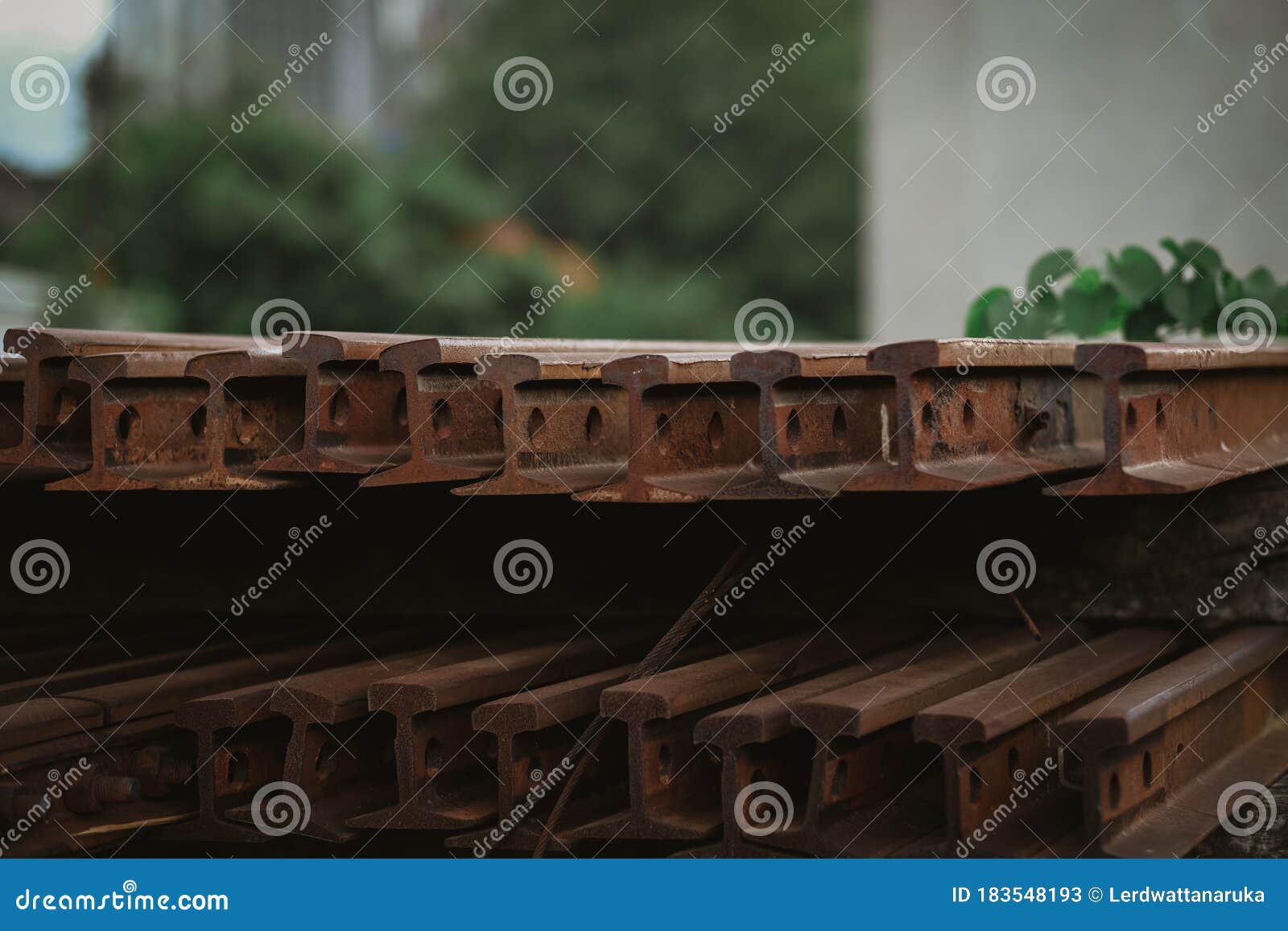 Stack of Iron Rusty Rails for the Railway Stock Image - Image of ...