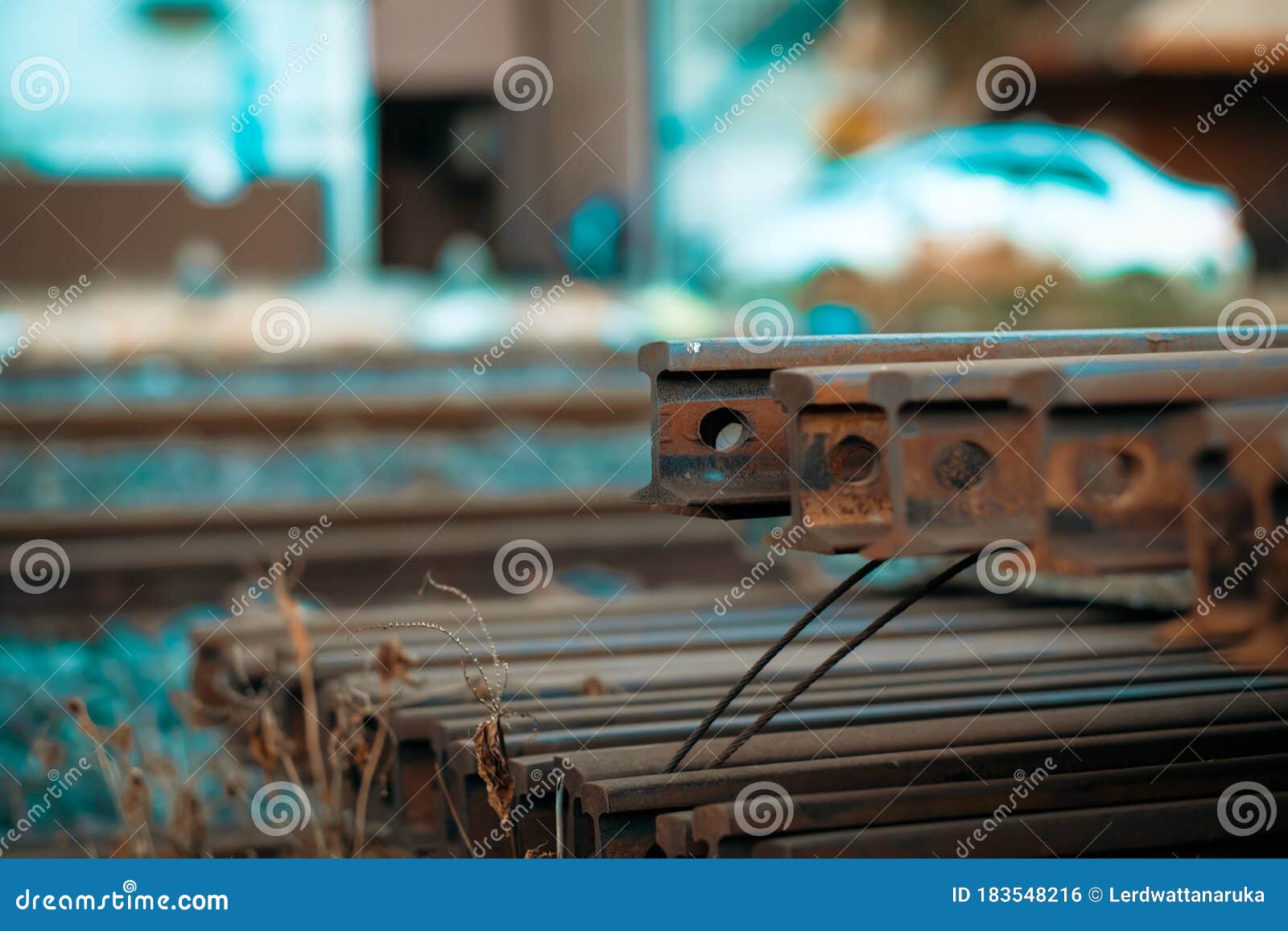Stack of Iron Rusty Rails for the Railway Stock Photo - Image of ...