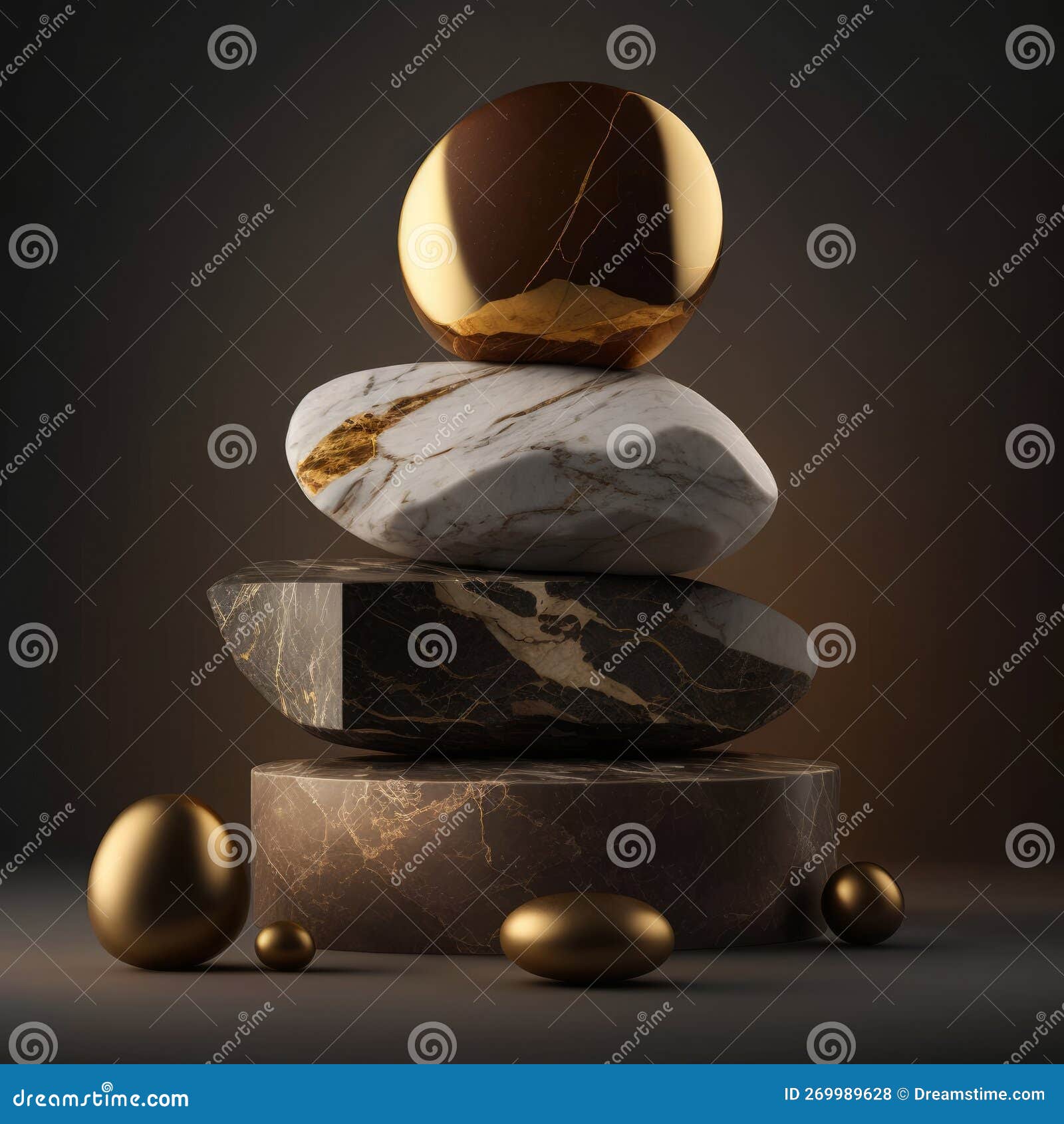 Stack of Irregular Marble Stones with Gold Lines Stacked in Impossible ...