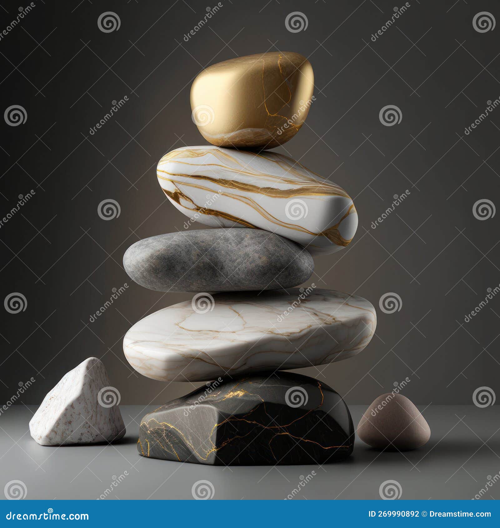 Stack of Irregular Marble Stones with Gold Lines Stacked in Impossible ...