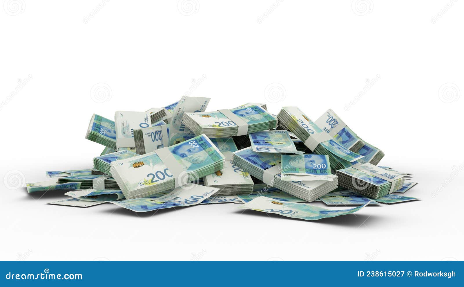 Stack of 200 Israeli Shekel Notes Isolated on White Background Stock ...
