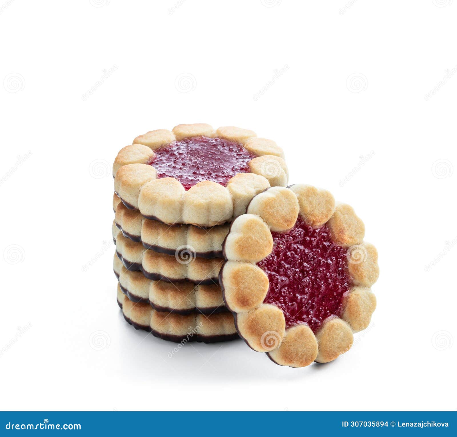 Stack of Jam Filling Biscuits Isolated on White Stock Photo - Image of ...