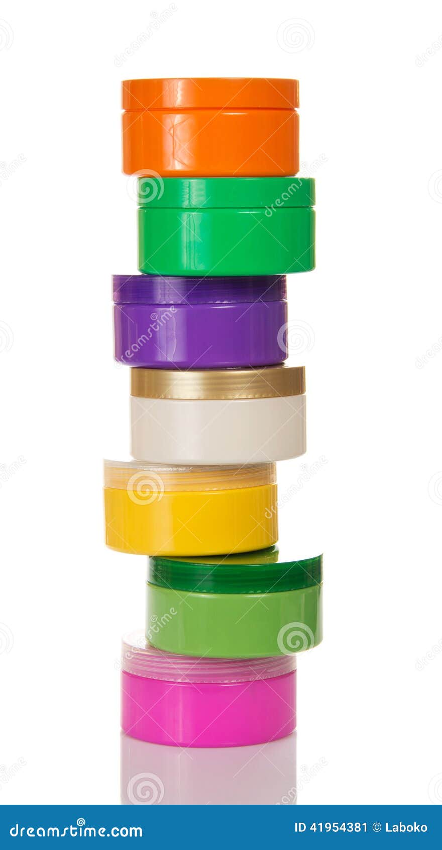 Stack Jars of Various Cosmetic Cream Stock Image - Image of milk ...