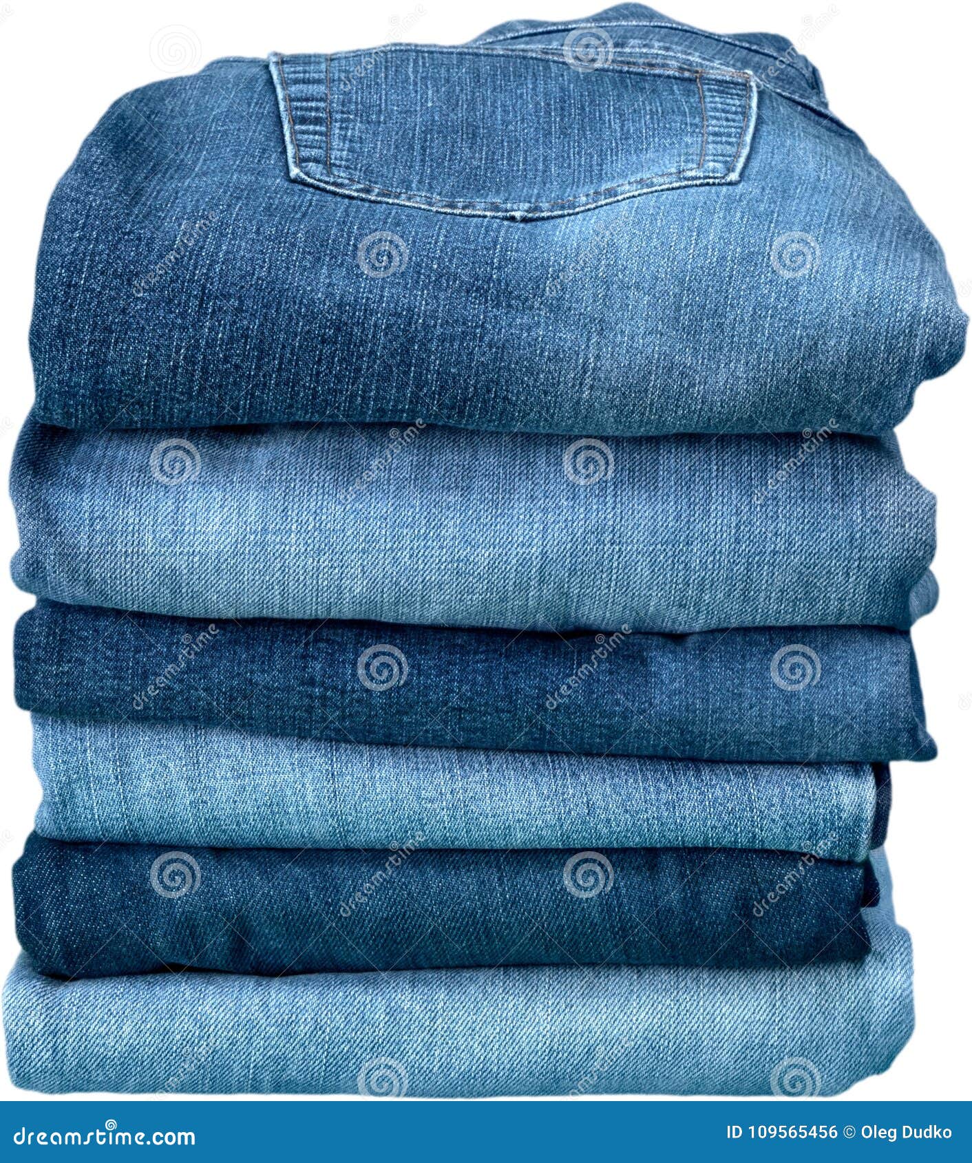 Stack of Denim Jeans Isolated on White Stock Photo - Image of material ...