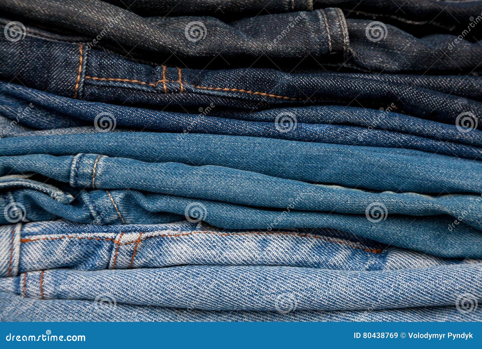Stack of Jeans Fashion Background Different Denim Layers Colors Stock ...