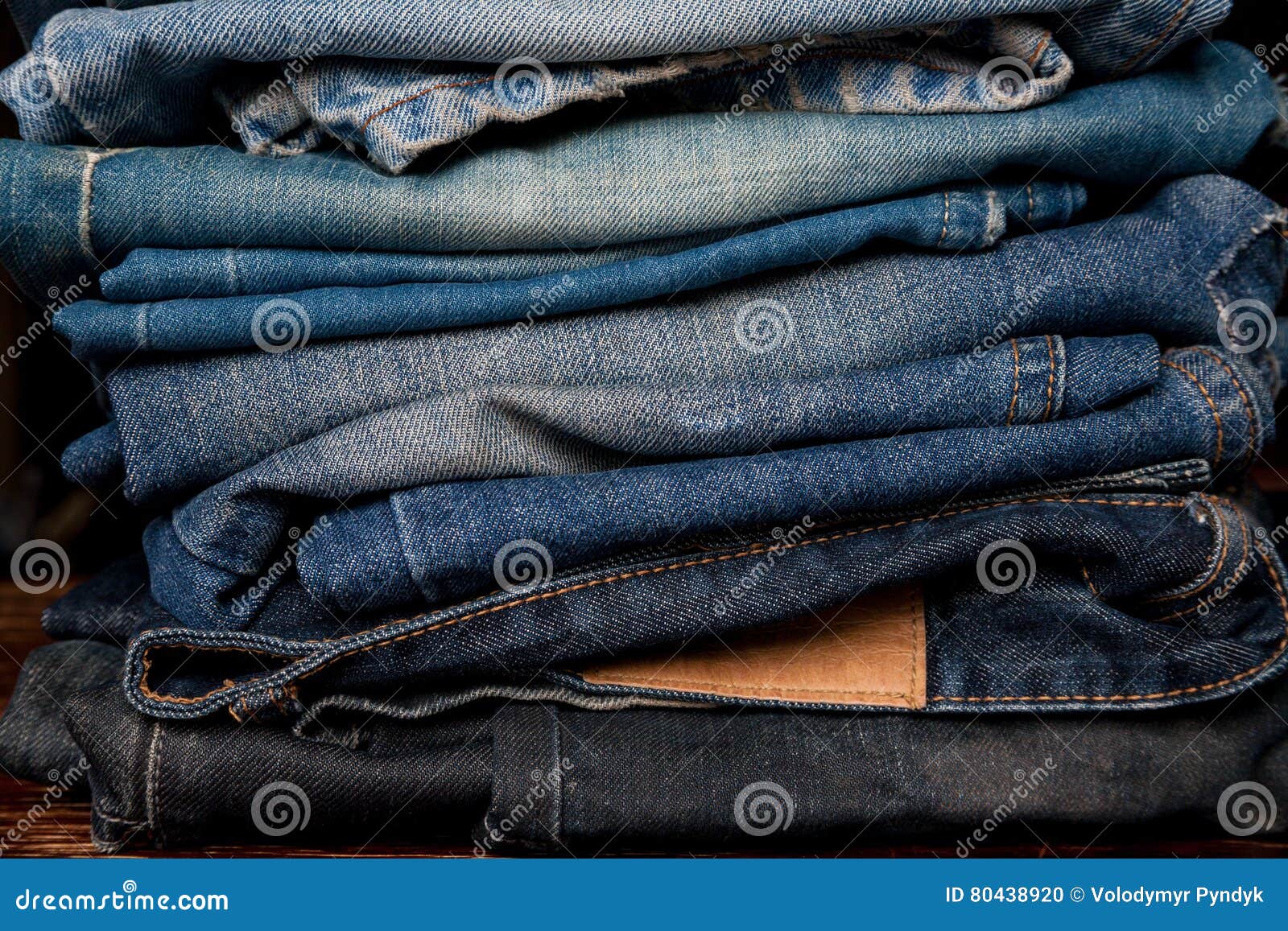 Stack of Jeans Fashion Background Different Denim Layers Colors Stock ...