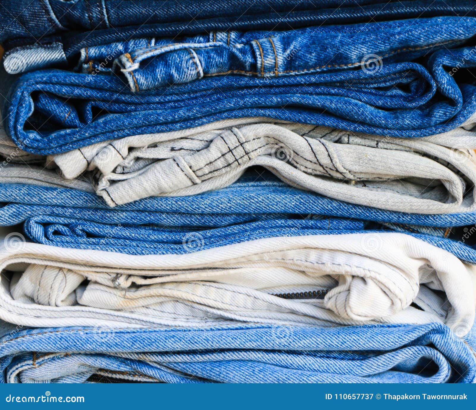 Stack of jeans stock image. Image of dark, casual, light - 110657737