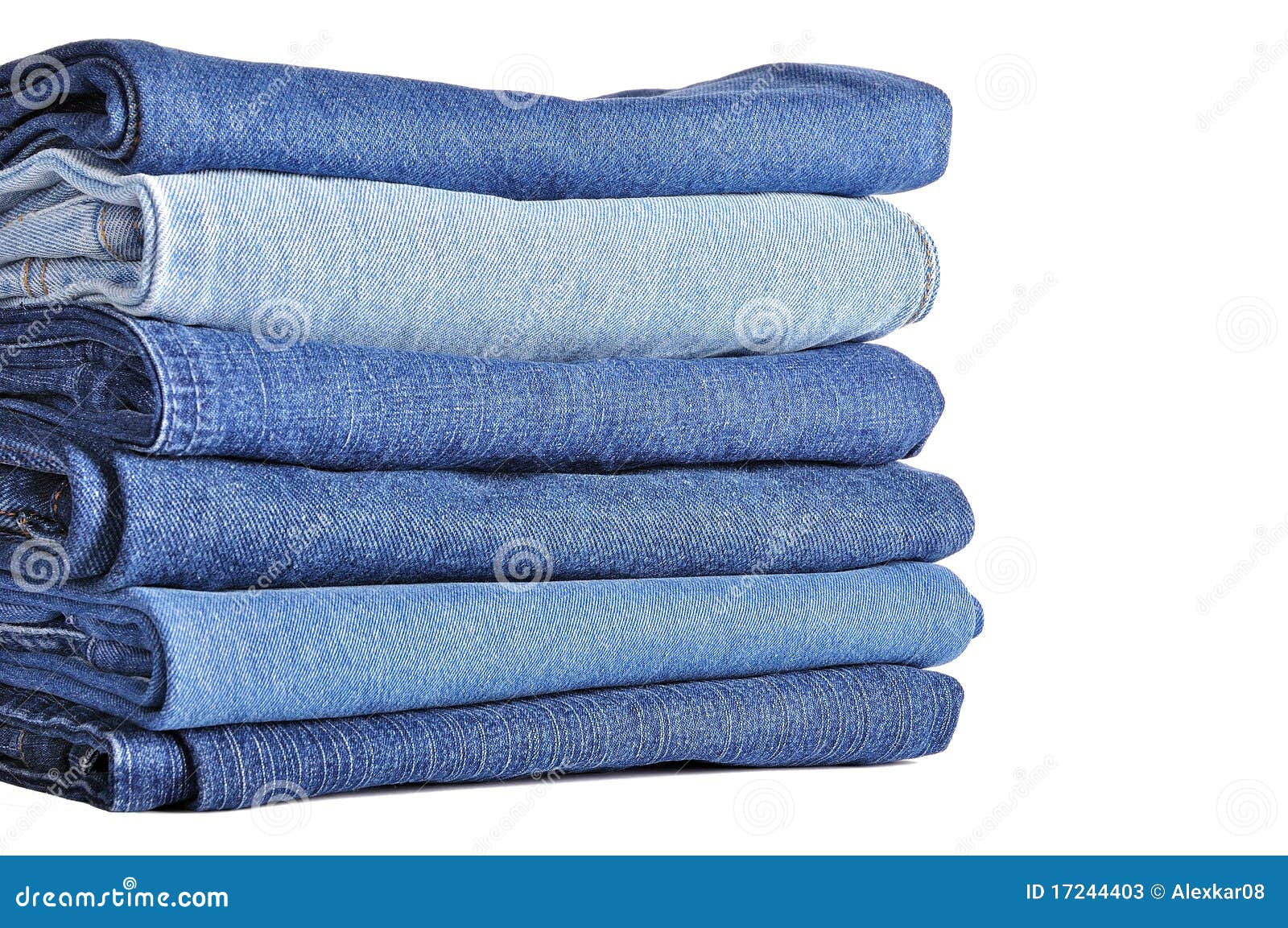 Stack of jeans isolated stock image. Image of closeup - 17244403