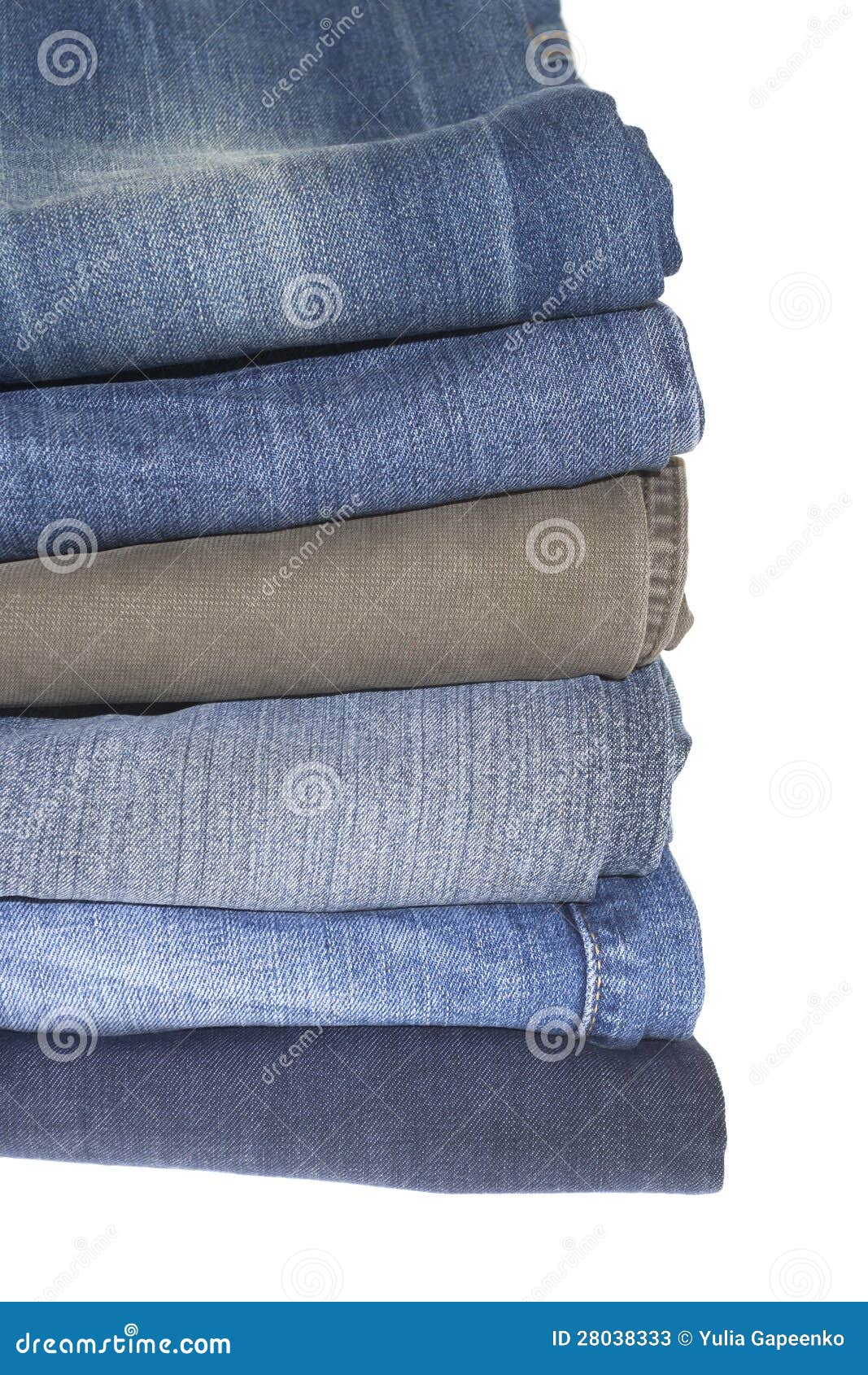 Stack of Jeans Isolated on the White Stock Image - Image of isolated ...