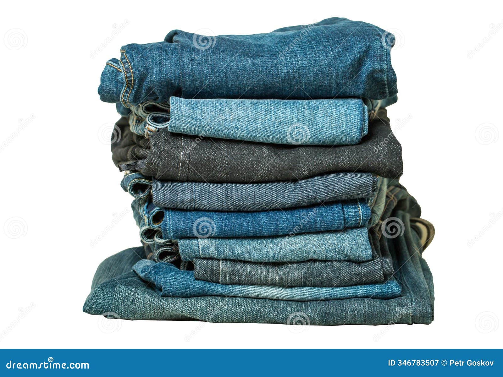 Stack of Jeans Isolated on White Stock Image - Image of color, folded ...