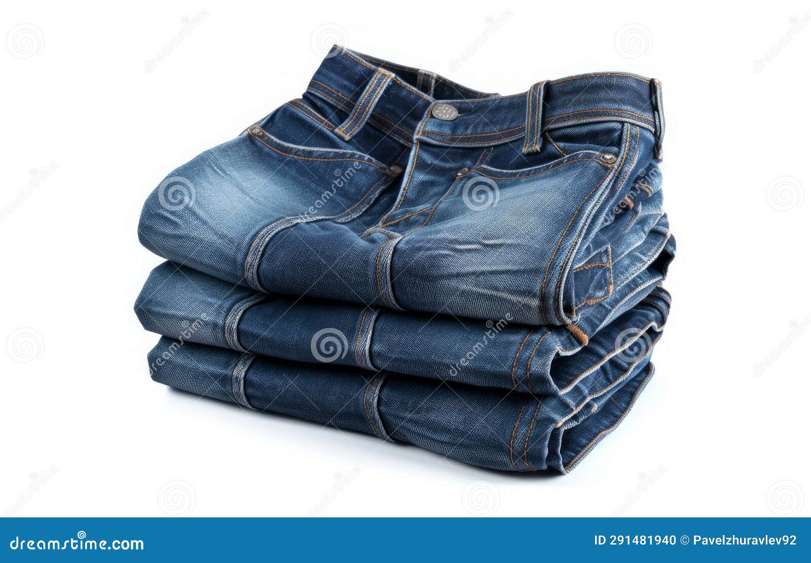 Stack of Jeans Isolated on White Background. Clipping Path Included ...