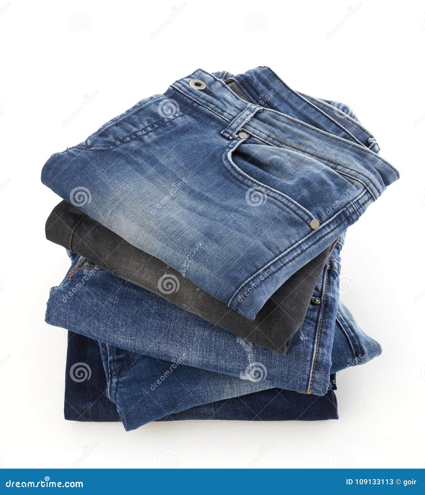 Stack of jeans stock image. Image of garment, people - 109133113