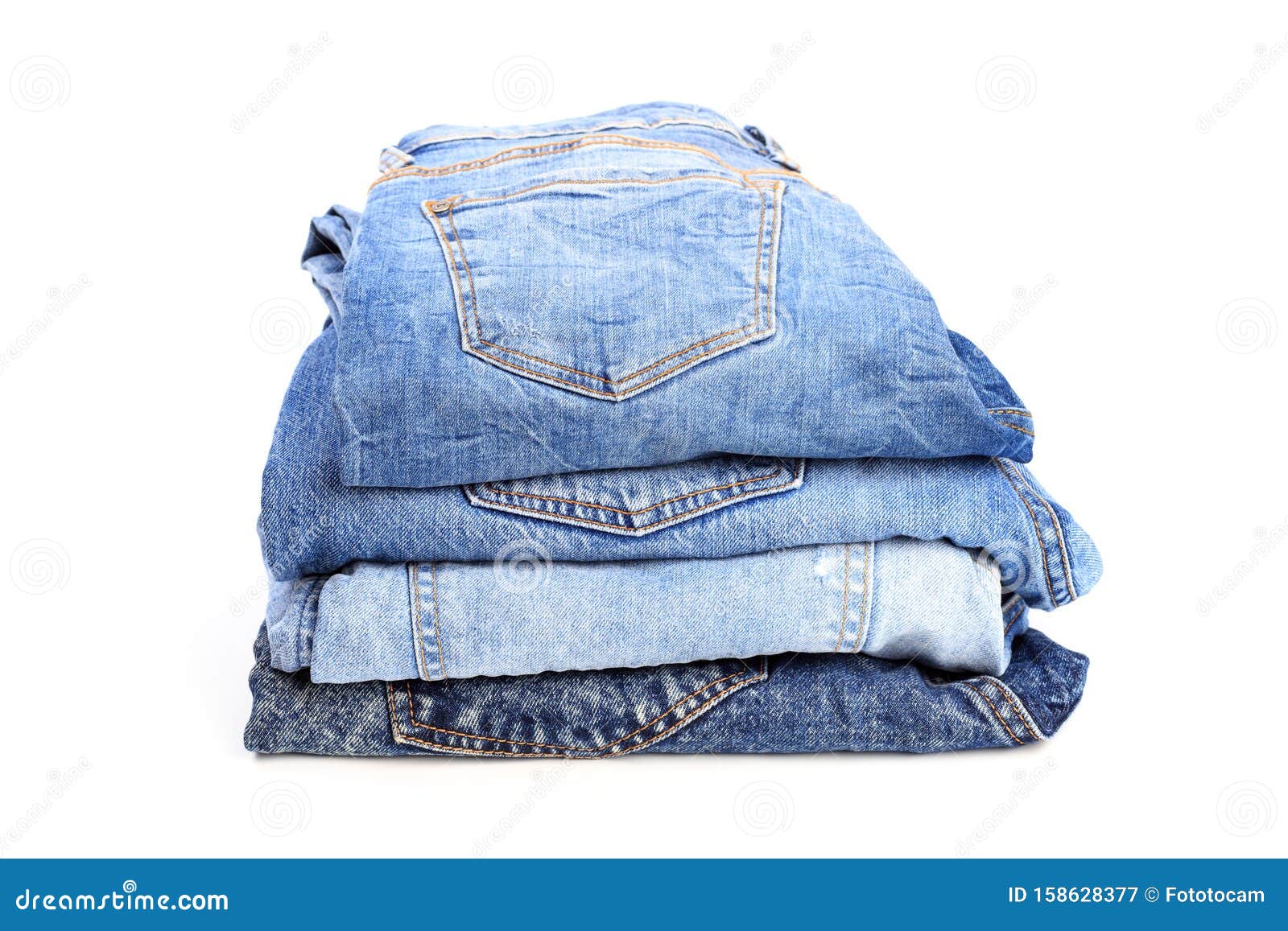Stack of Jeans Pants on White Background - Image Stock Image - Image of ...