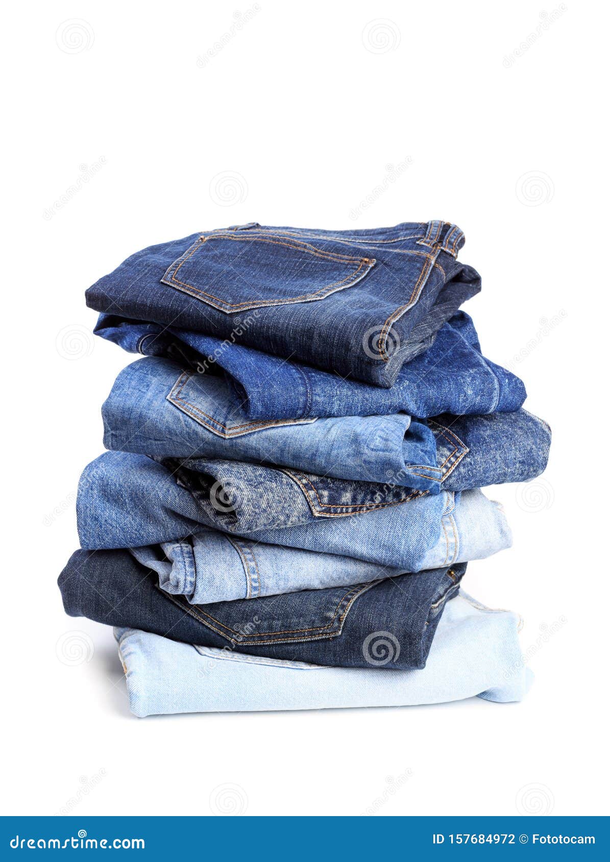 Stack of Jeans Pants on White Background - Image Stock Photo - Image of ...