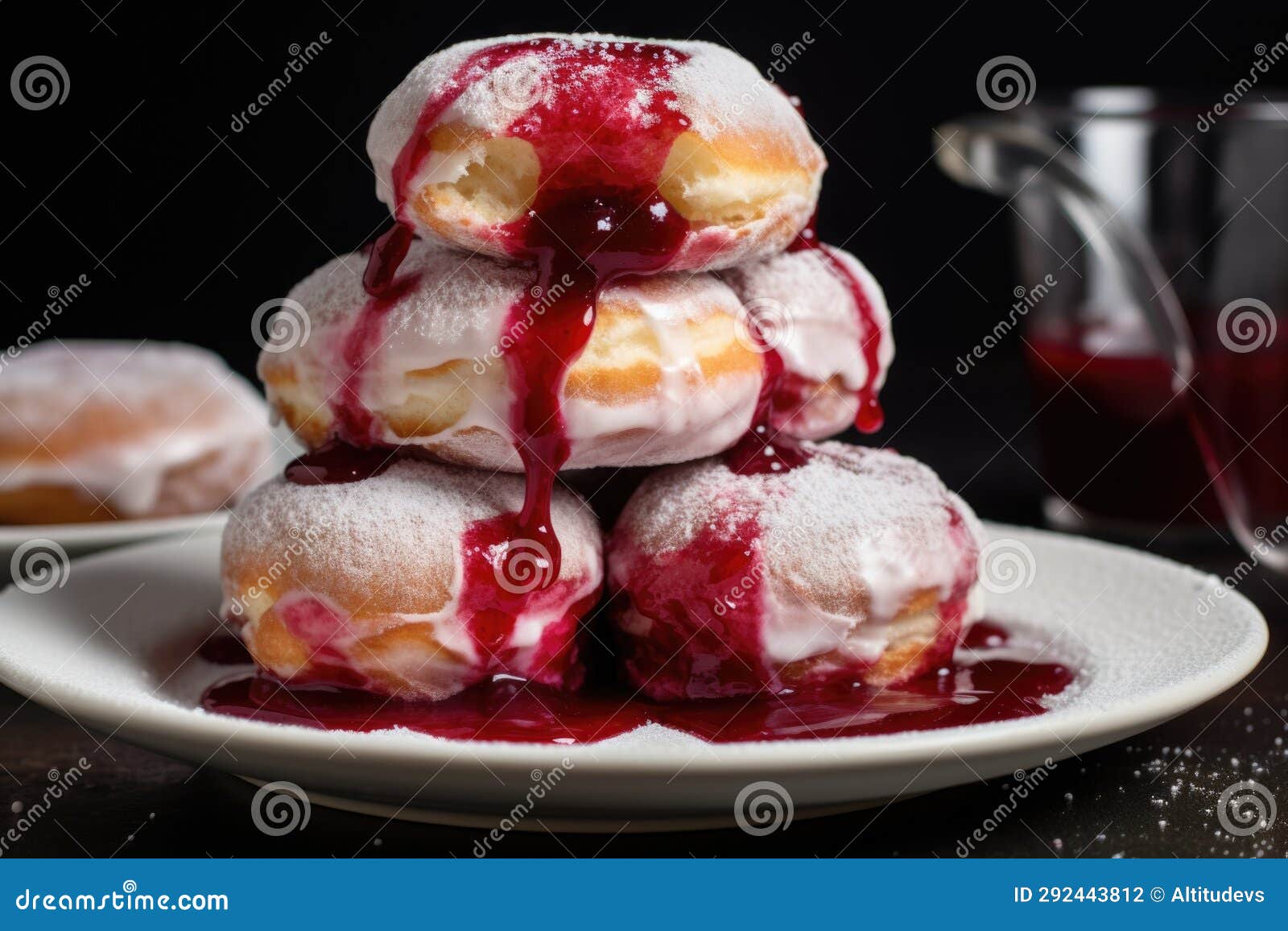 Stack of Jelly-filled Donuts on a White Plate Stock Photo - Image of ...