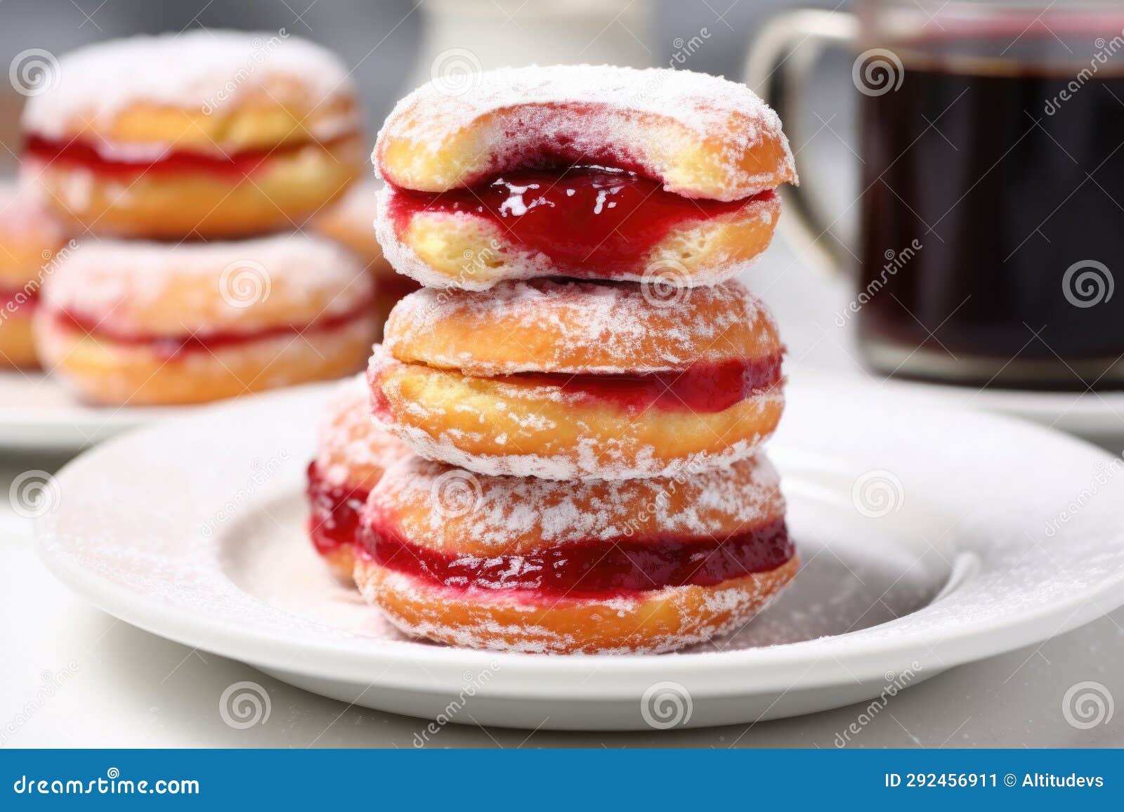 Stack of Jelly-filled Donuts on a White Plate Stock Image - Image of ...