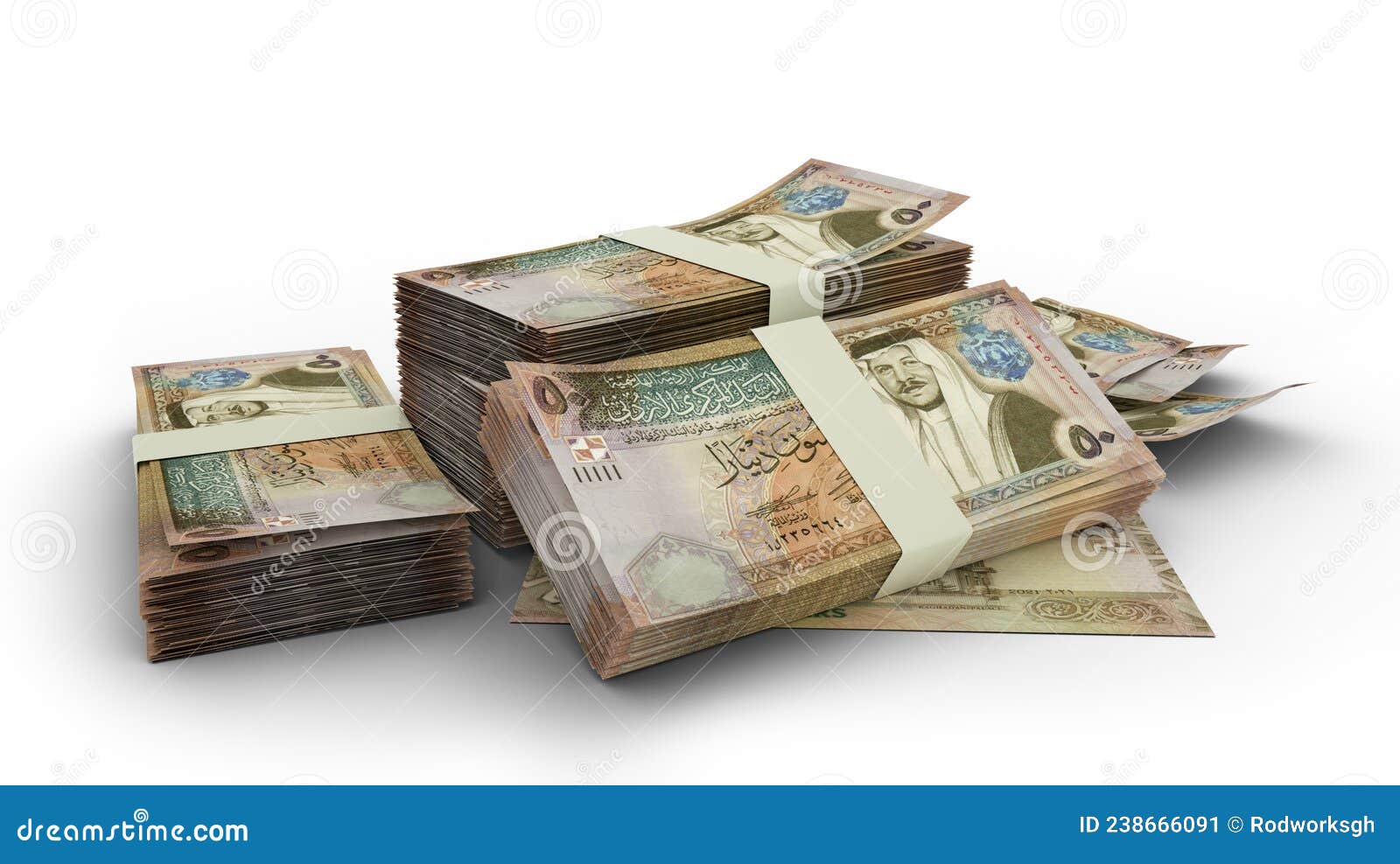 Stack of Jordanian Dinar Notes Isolated on White Background Stock ...
