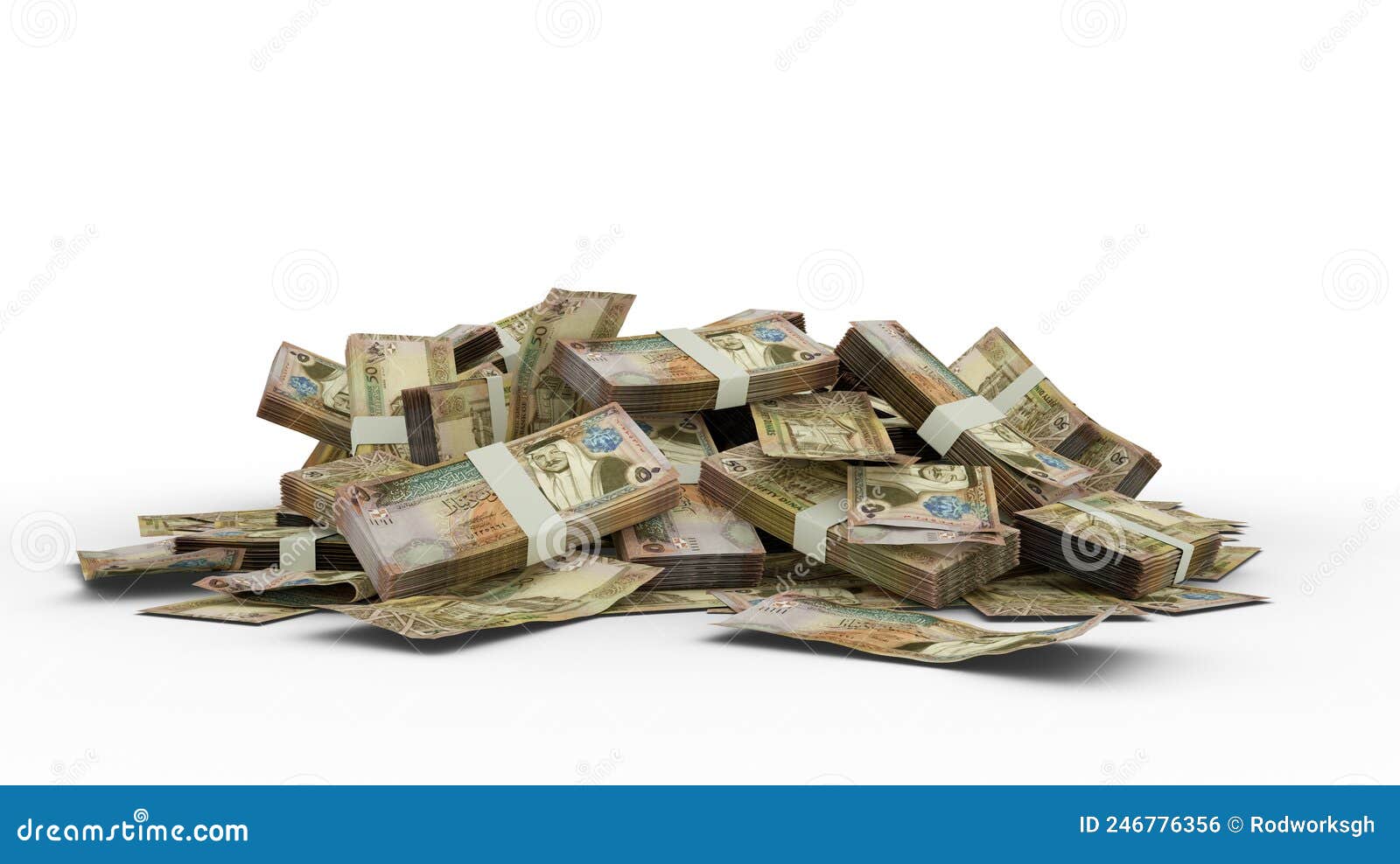 Stack of 50 Jordanian Dinar Notes Isolated on White Background Stock ...