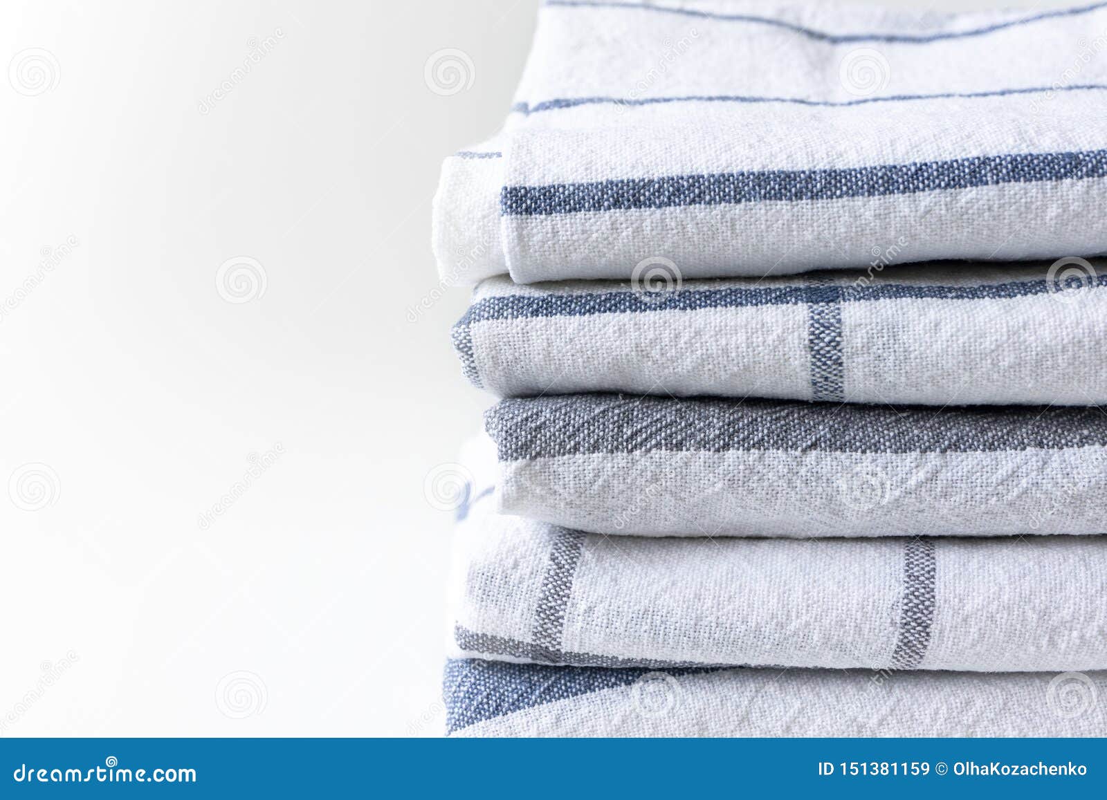 Stack of Kitchen Towels Folded on White Background Stock Image - Image ...