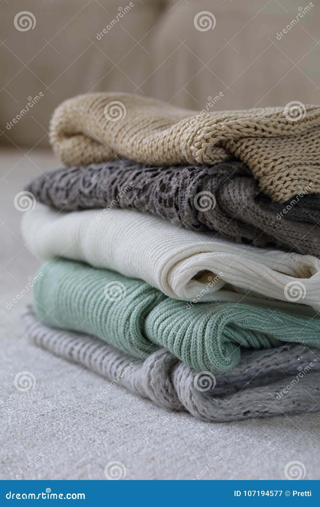 A Stack of Knitted Garments Stock Image - Image of woollen, concept ...