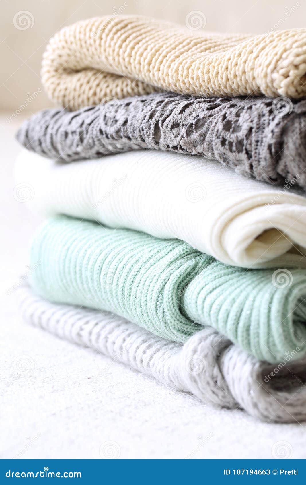 A Stack of Knitted Garments Stock Image - Image of dressing, life ...