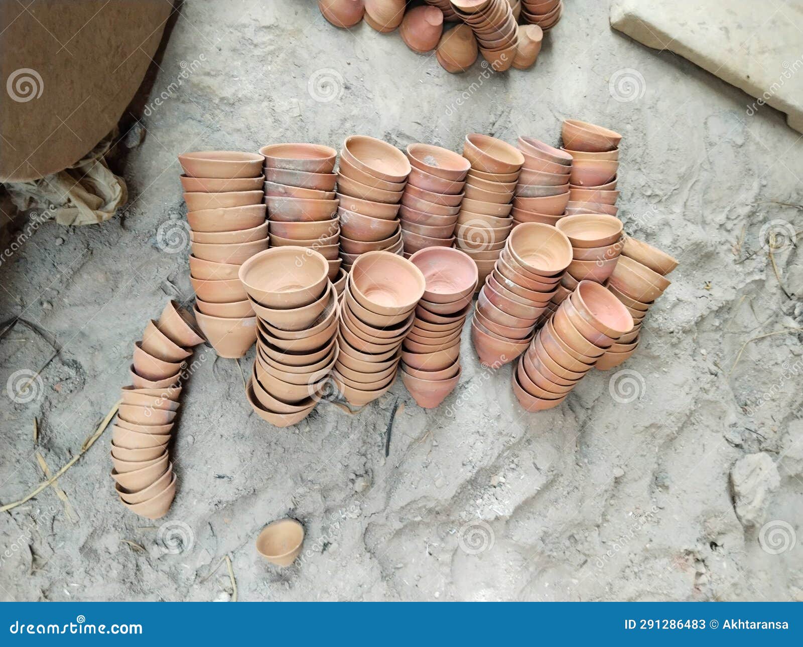 Stack of Kulhar or Kulhad Cup (traditional Handle-less Clay Cup) from ...