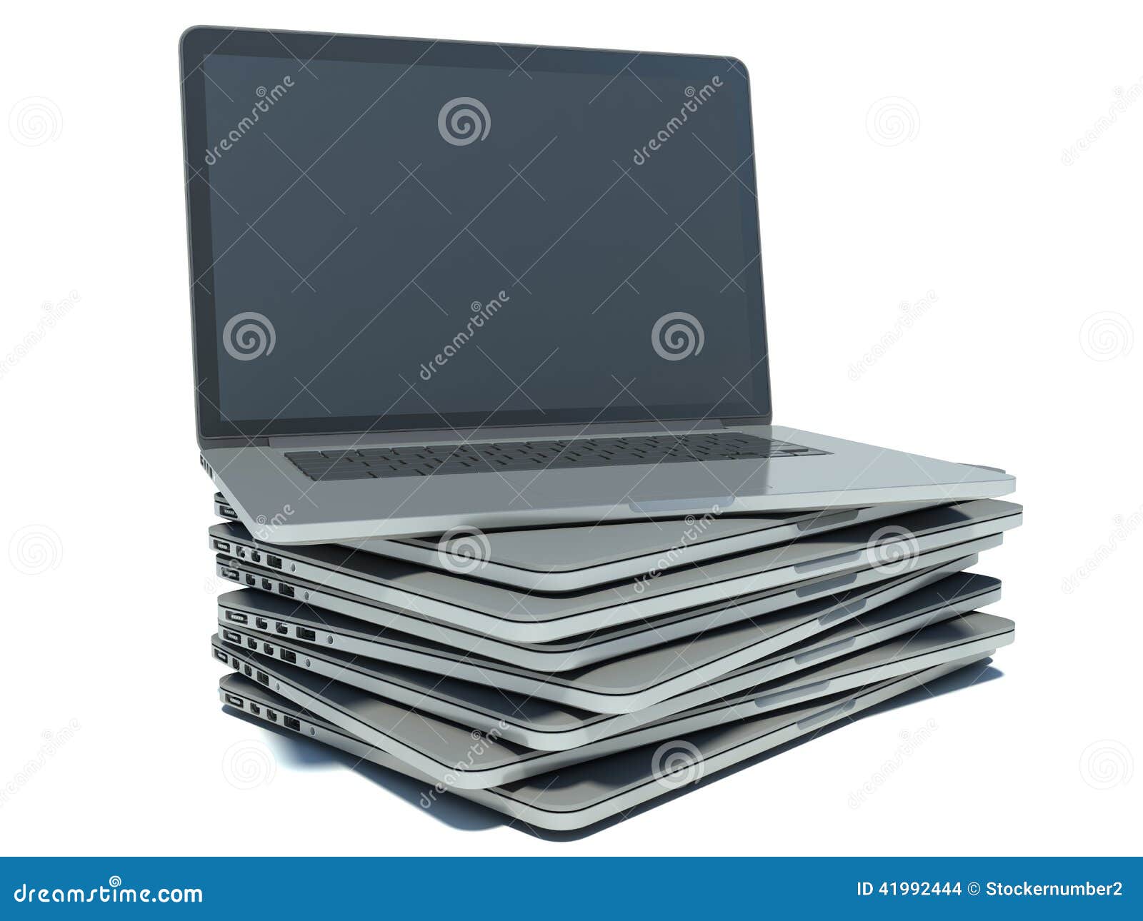 Stack of Laptop on White Background Stock Illustration - Illustration ...