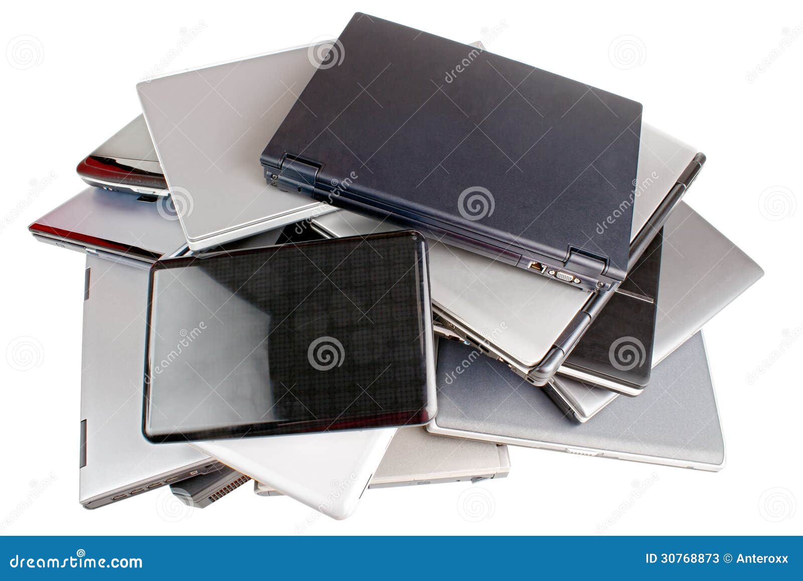 Stack of laptops stock image. Image of repair, isolated - 30768873