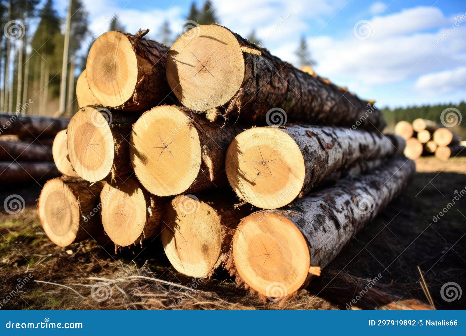 Stack of Large Cut Timber Logs Close Up. Timber Logging Image Stock ...