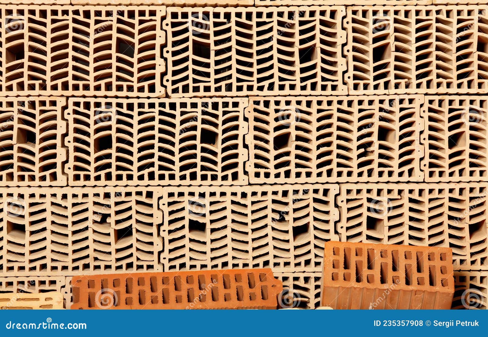 Wall and Texture of a Stack of Large-format Hollow Ceramic Blocks, Wall ...