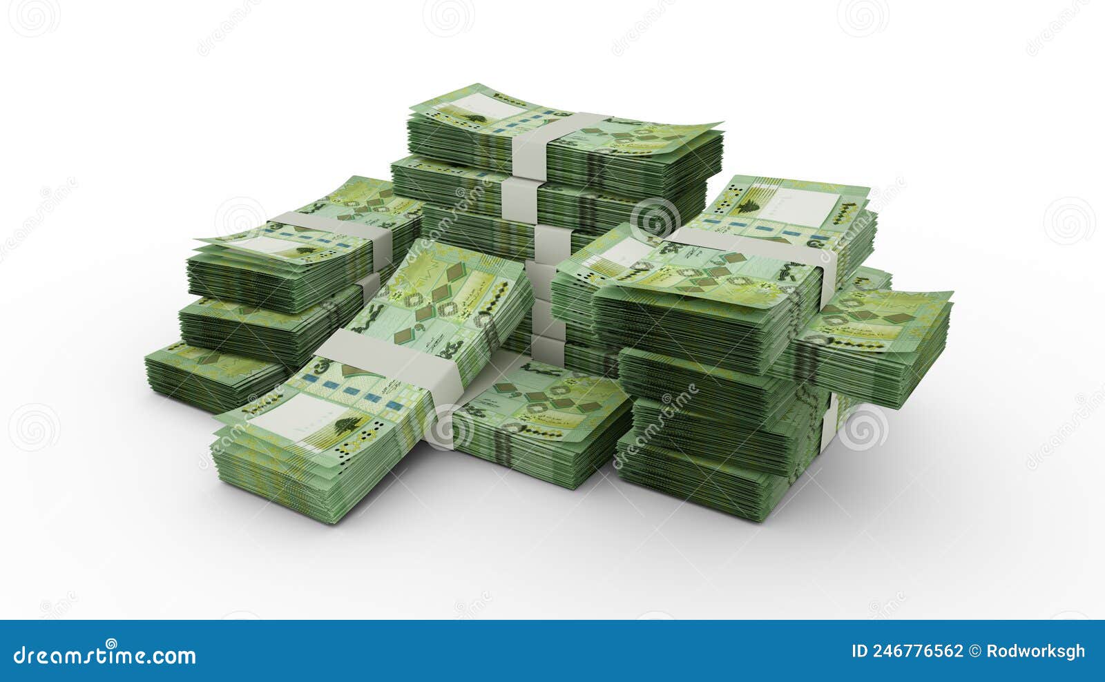 Stack of Lebanese Pound Notes. Bundles of Banknotes Stock Illustration ...