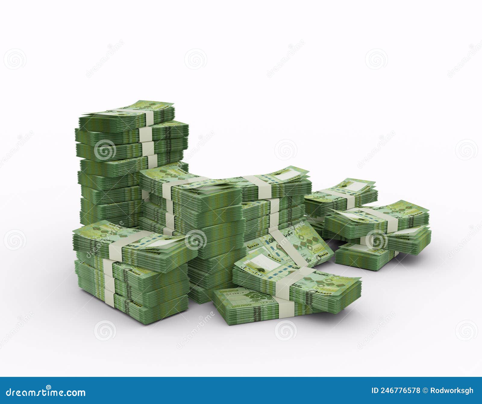 Stack of Lebanese Pound Notes. Bundles of Money Isolated on White ...