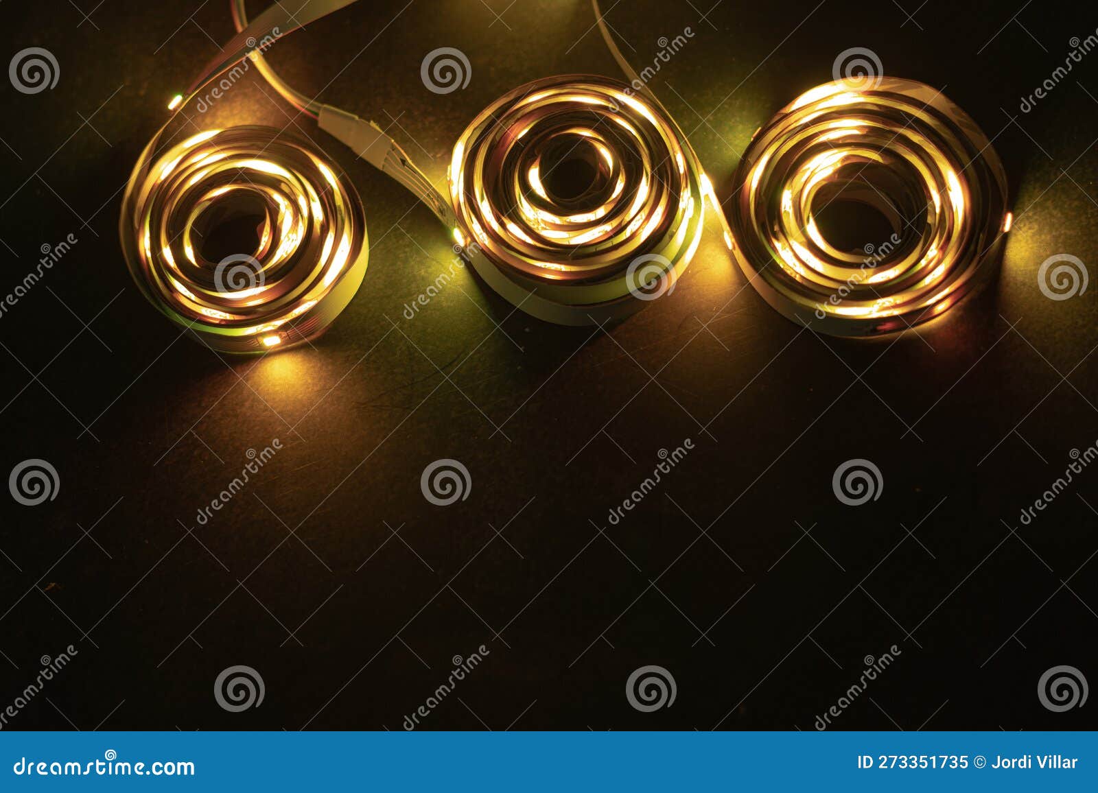 A Stack of LED Lights on Coiled Flexible Lighting Strips, Colored ...