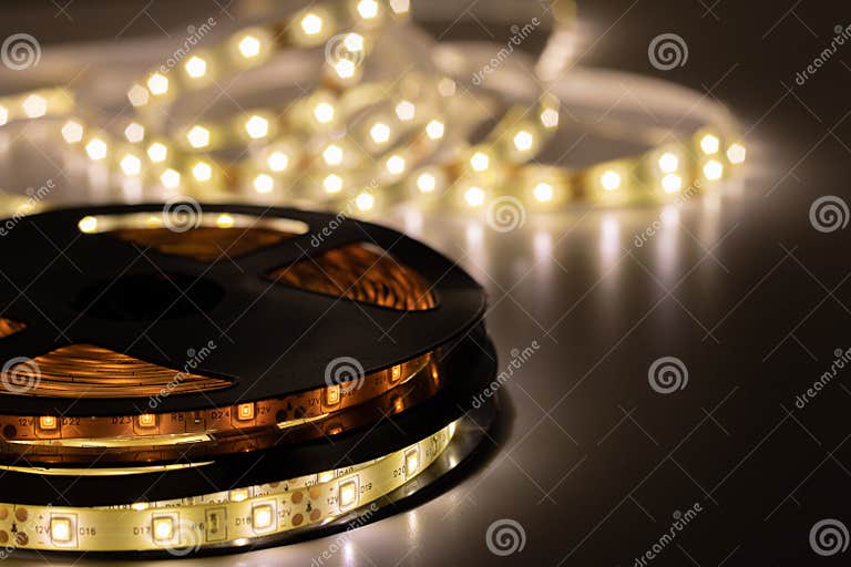 A Stack of LED Lights on Flexible Coiled Lighting Strips, in Warm White ...