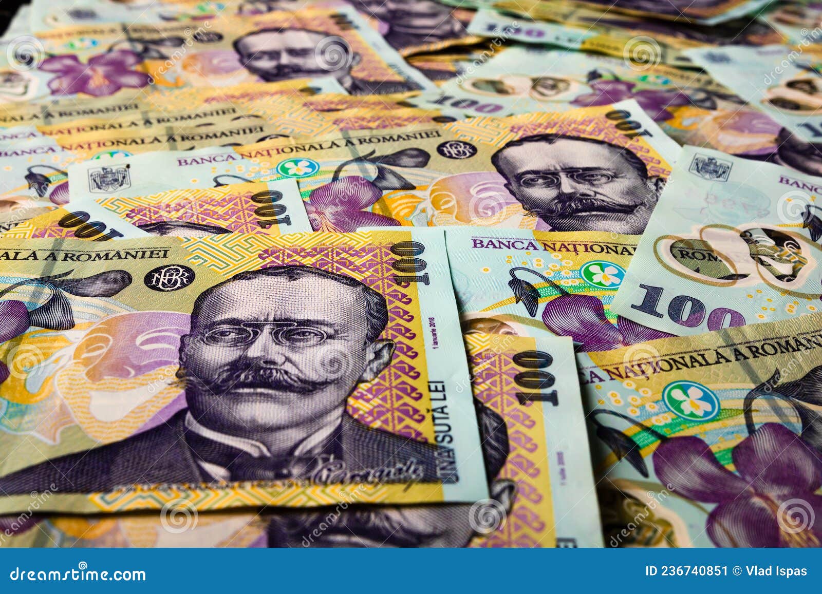 Stack of LEI Romanian Money. RON Leu Money European Currency Stock ...