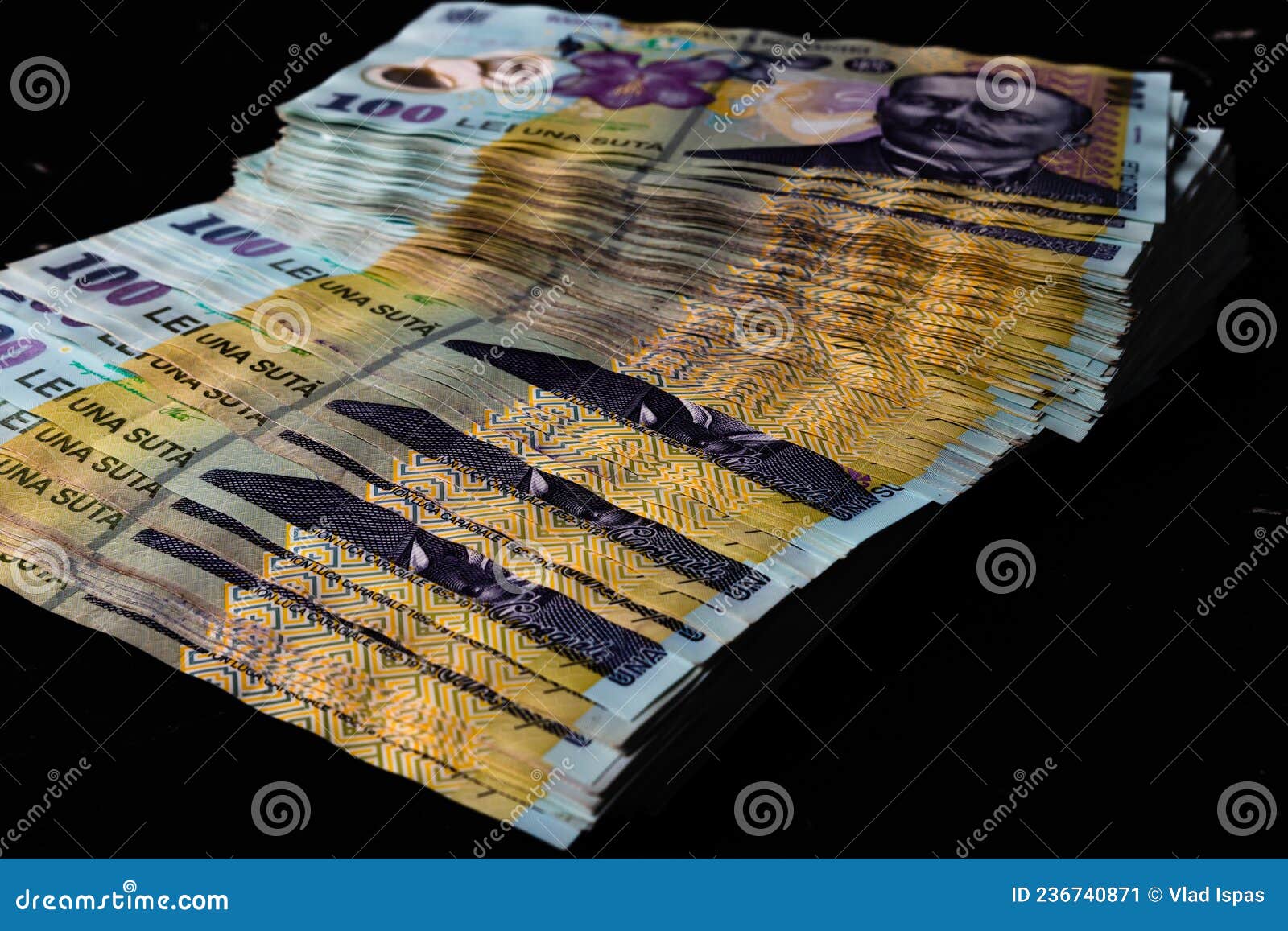 Stack of LEI Romanian Money. RON Leu Money European Currency Stock ...