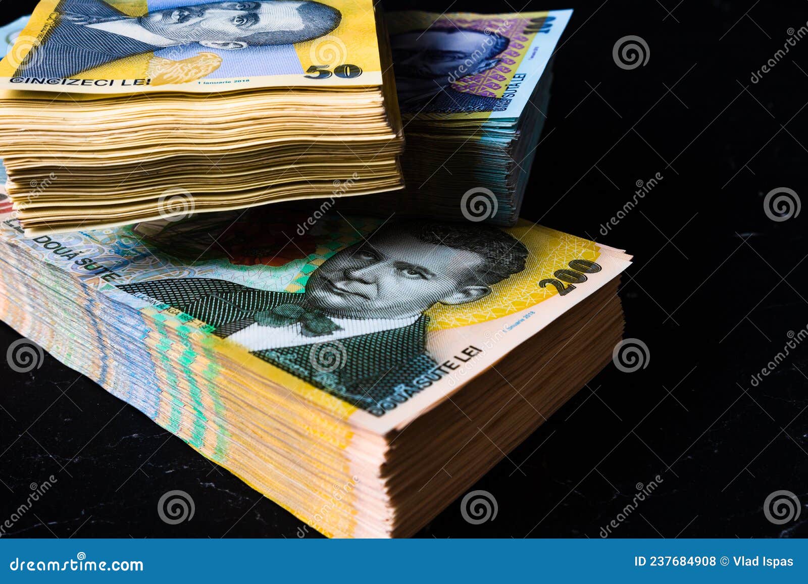 Stack of LEI Romanian Money. RON Leu Money European Currency Stock ...
