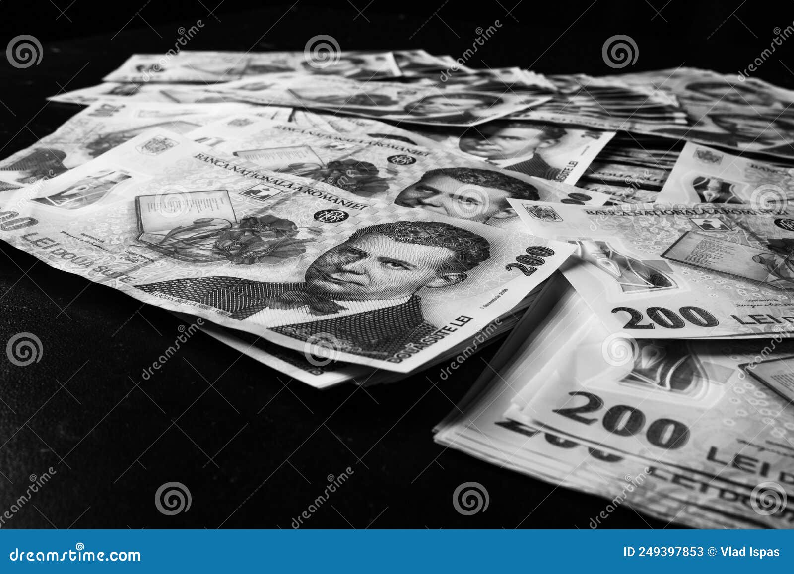 Stack of LEI Romanian Money. RON Leu Money European Currency Stock ...