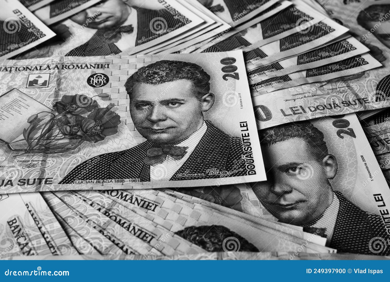 Stack of LEI Romanian Money. RON Leu Money European Currency Stock ...