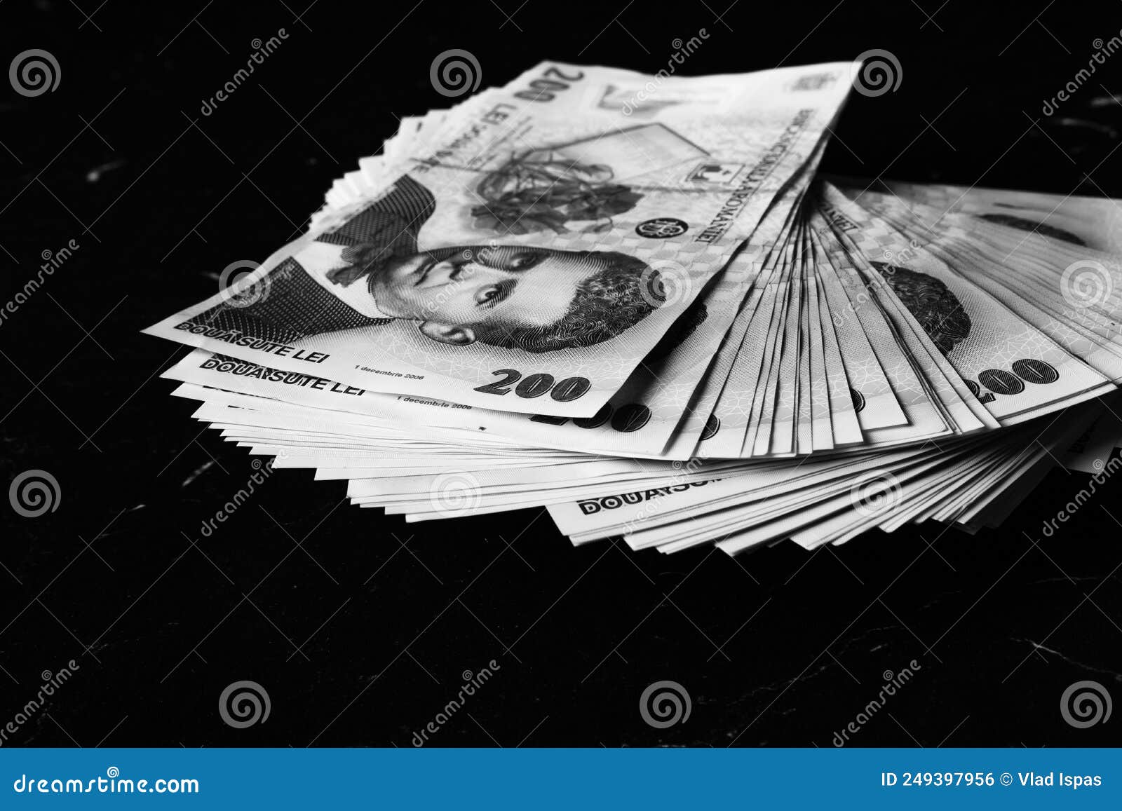 Stack of LEI Romanian Money. RON Leu Money European Currency Stock ...