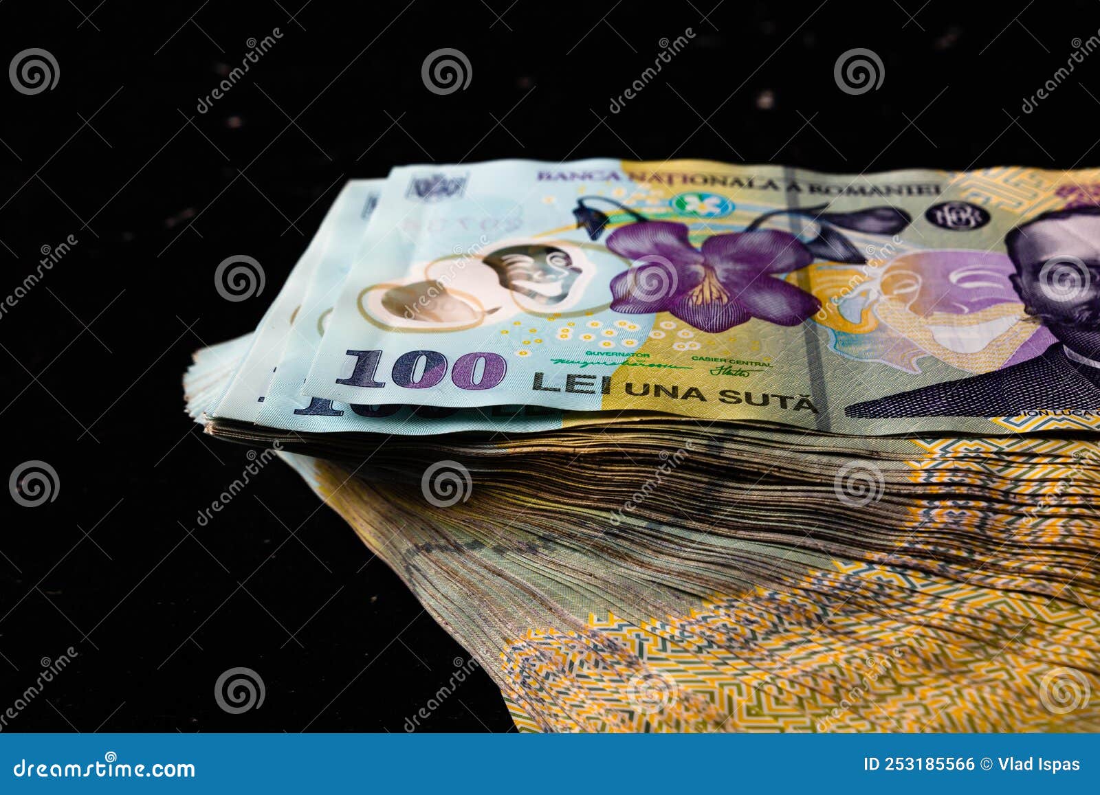 Stack of LEI Romanian Money. RON Leu Money European Currency Stock ...