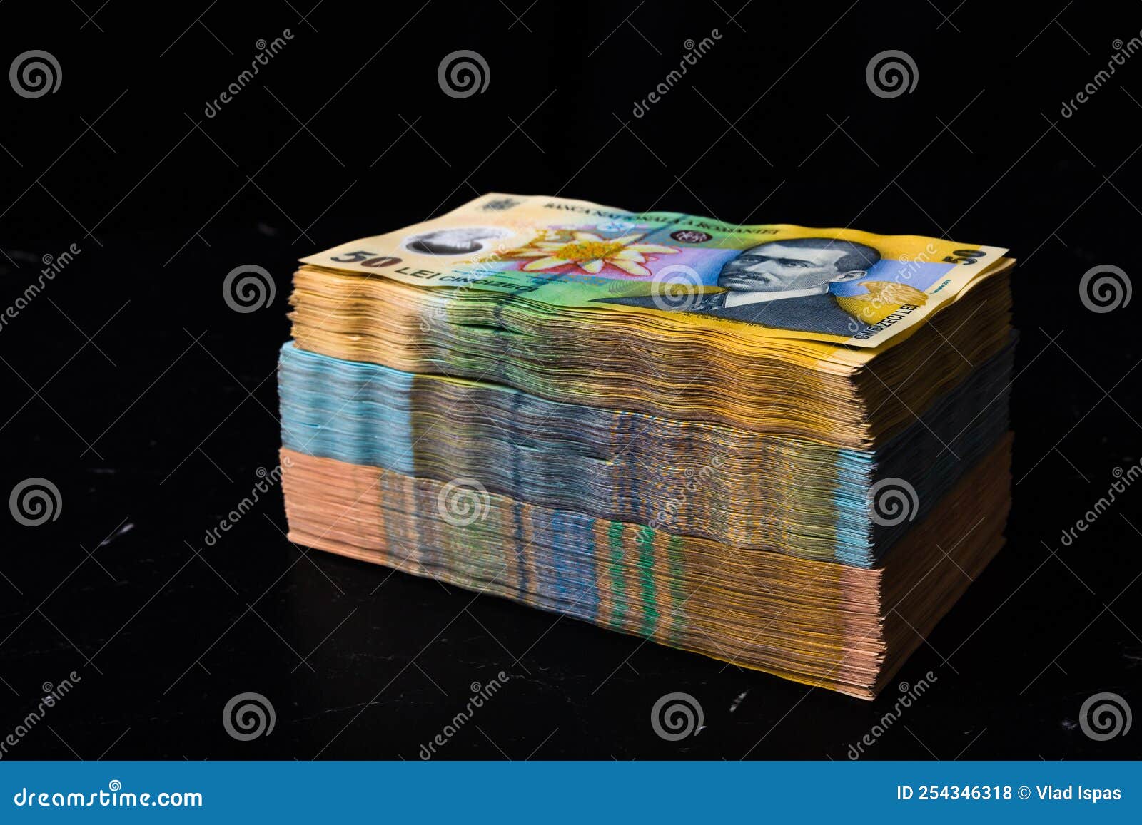 Stack of LEI Romanian Money. RON Leu Money European Currency Stock ...