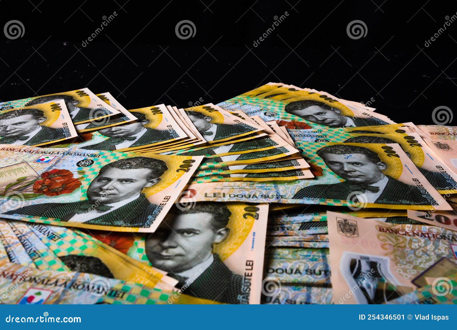 Stack of LEI Romanian Money. RON Leu Money European Currency Stock ...
