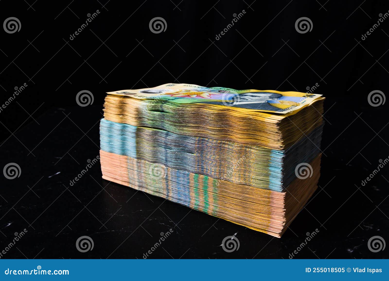 Stack of LEI Romanian Money. RON Leu Money European Currency Stock ...