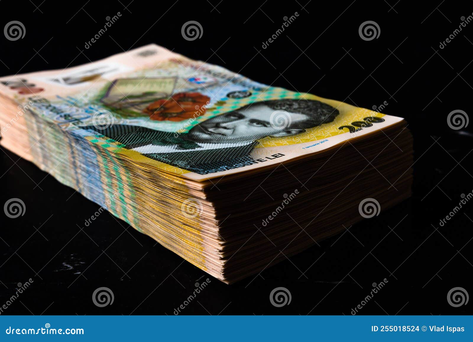 Stack of LEI Romanian Money. RON Leu Money European Currency Stock ...