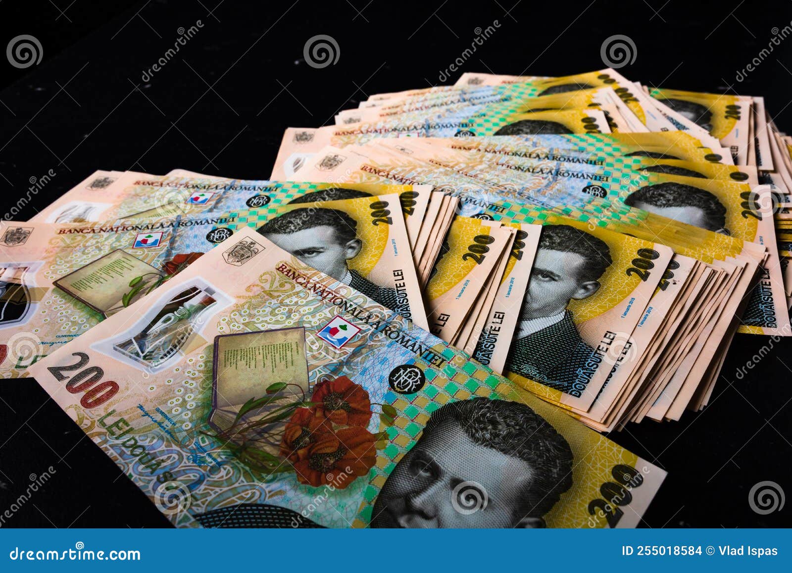Stack of LEI Romanian Money. RON Leu Money European Currency Stock ...